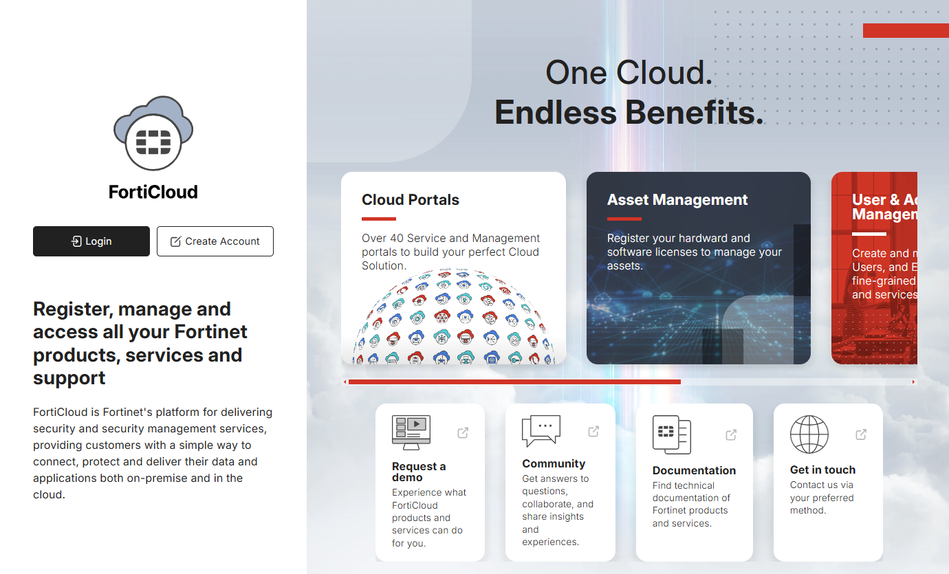 FortiCloud Services landing page | FortiCloud Services | Fortinet Document Library